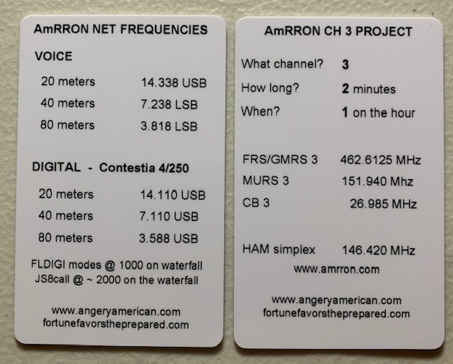 AmRRON Frequencies - Fortune Favors the Prepared